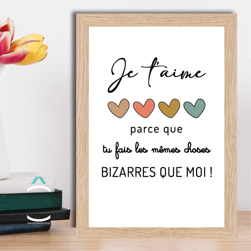 Cadre personnalisable – Je t’aime parce que tu fais les mêmes choses ...